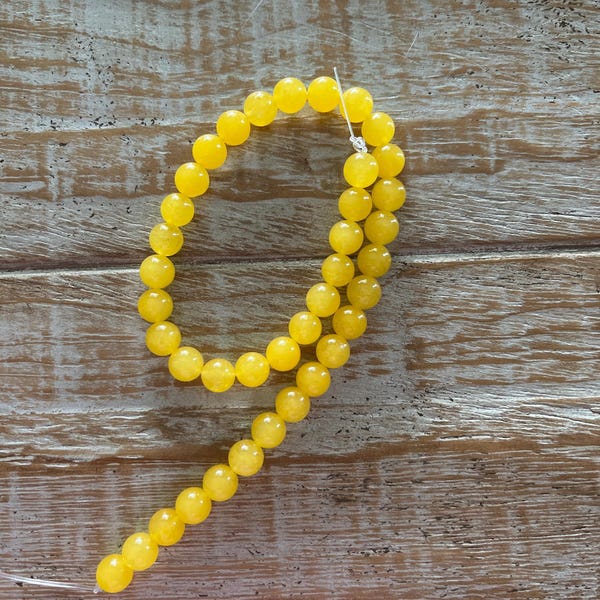 AAA Natural Yellow Jade Gemstone Beads - 6mm 8mm 10mm Round Beads ...