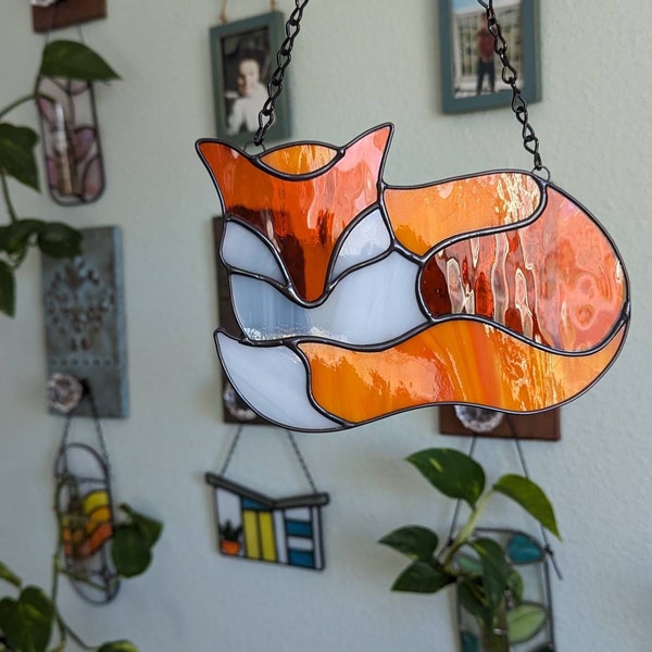 DIGITAL DOWNLOAD Pattern | Sleepy Fox Stained Glass Cute Animal Pattern ...