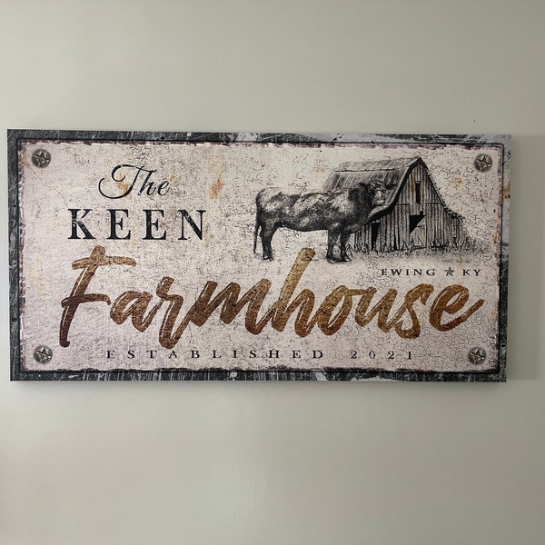 Farmhouse Sign | Cattle Ranch Canvas | Family Farm Sign | Farm Wall Art ...