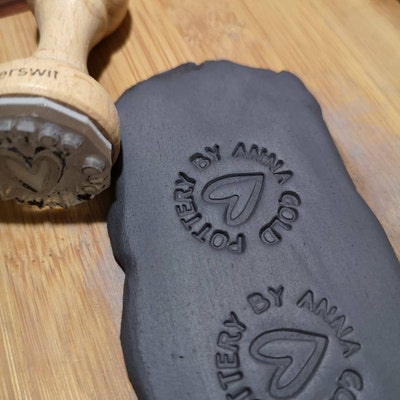 Custom Clay Stamp With Name and Heart Drawing, Stamp for Fresh Clay for ...