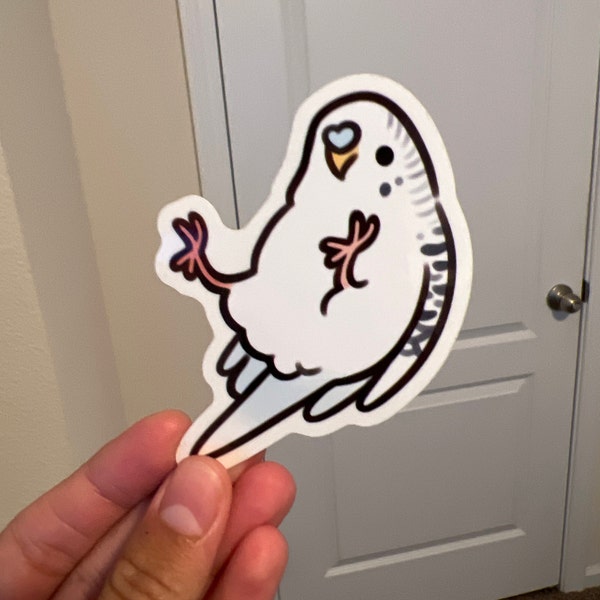 White Budgie - Clear Vinyl Sticker - Etsy