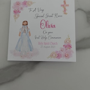 Baptism Card Baby Girl Baptism Card Girl Christening Card Personalised ...