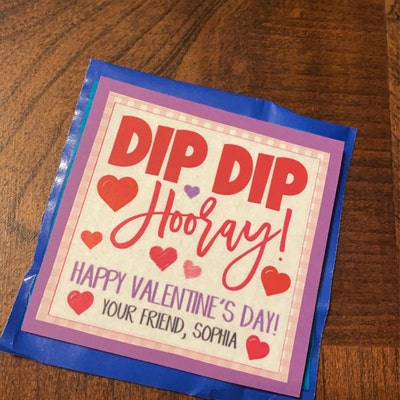 Valentine Gift Tags, Dip Dip Hooray, Dip Candy Treat Valentine Tag ...