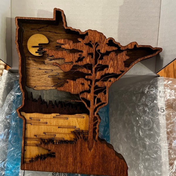 Wooden Layered Minnesota (please Note Size) - Etsy