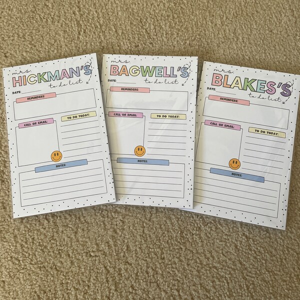 Personalized Teacher to Do List Notepad + Custom Teacher Notepad ...