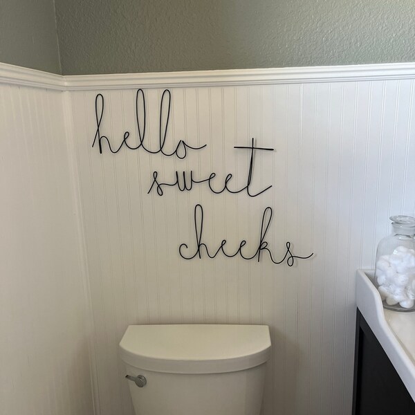 Hello Sweet Cheeks | Wire Word Sign | Bathroom Decor | Funny Bathroom ...