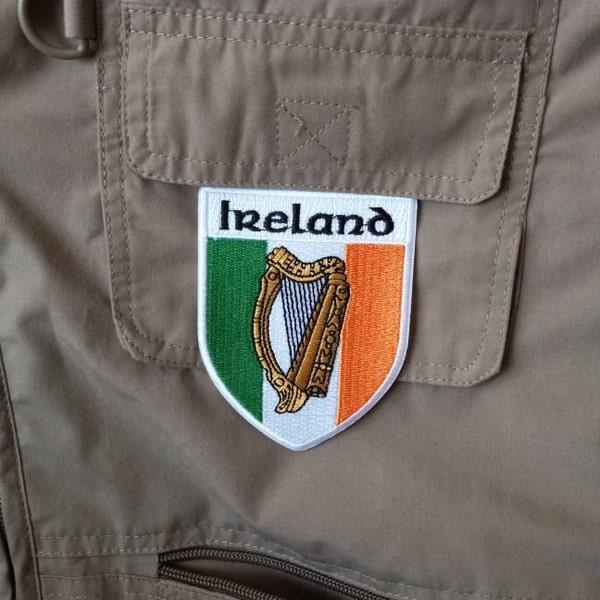 IRELAND COAT of ARMS Patch Iron-on Embroidered Applique Irish Harp Flag ...