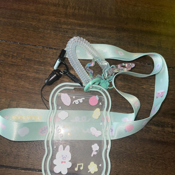Starry Forest Rabbit Cat Mint ID Badge Holder With Lanyard, Card Holder ...