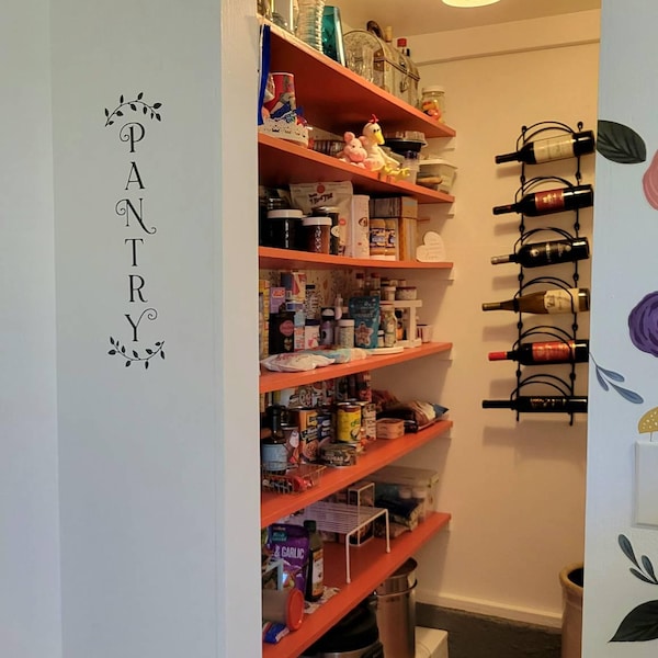 Vertical Pantry Curved Leaves Decal - Kitchen Pantry Sticker - Food ...