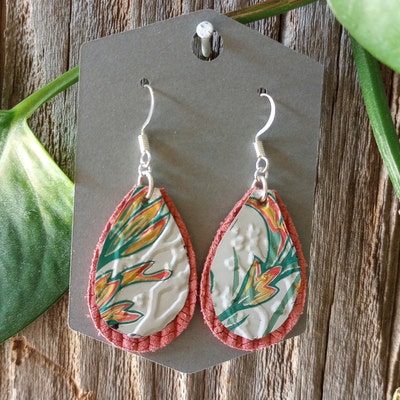 Fall Colors Leaf Teardrop Sample Pack, Palm Leaf Embossed Leather ...