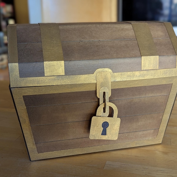 3D Paper Treasure Chest SVG, Treasure Gift Box Template, Pirate Party ...