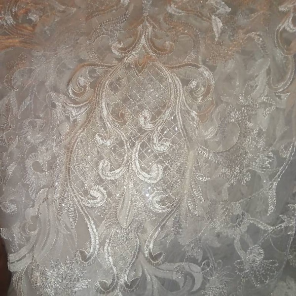 Gold Tulle Fabric, Tulle With Mesh Pattern.flocking and Intense Gold ...