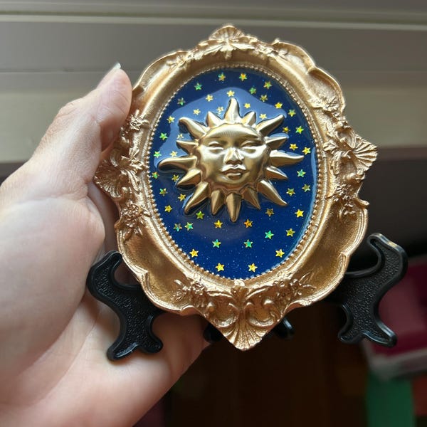Man in the Moon Miniature Gold Ornate Frame, 90s Celestial Decor ...
