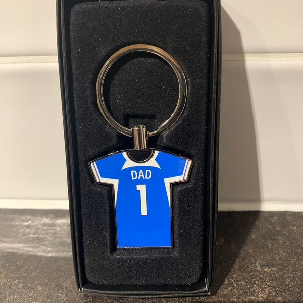 Fathers Day Personalised Football Shirt Keyring - Dad Keyring, Any Name ...