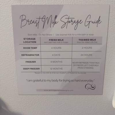 Breast Milk Storage Guide Magnet or Digital Breastmilk - Etsy