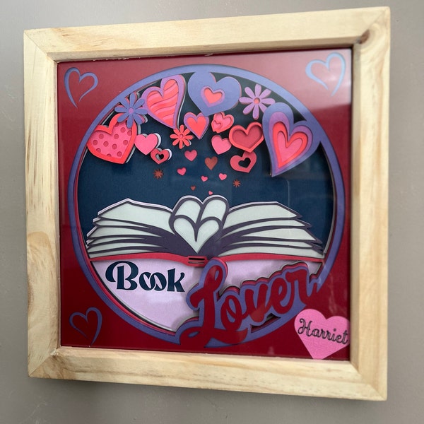 3d Book Lover Shadow Box Svg Book Lover Svg Shadow Box Svg 3d Layered ...