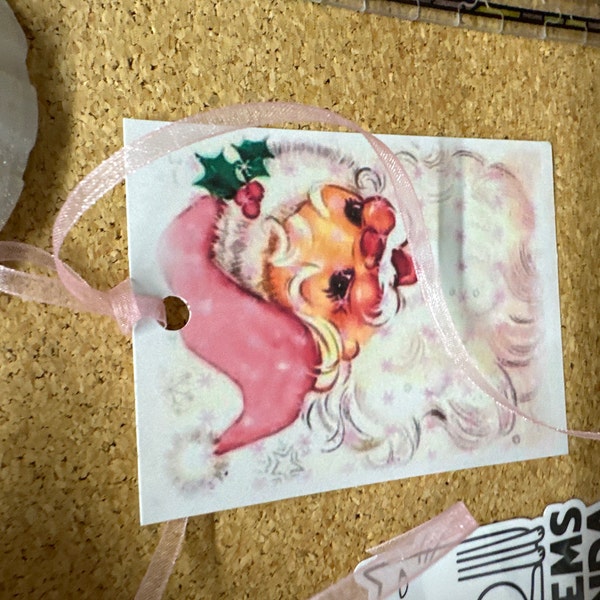 Set of 9 Pink Christmas Vintage Santa Claus Father Xmas and Pink ...