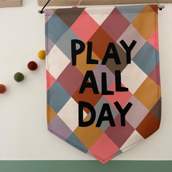 Super Cool Patchwork Banner (spring Colours) | Patchwork Fabric Wall ...
