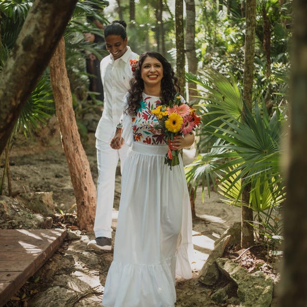 Mexican Floral Hand Embroidered Dress. Traditional Mexican Dress ...