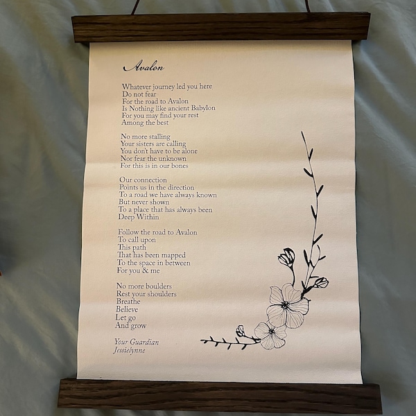 Custom Flower Poem Art Print on Canvas With Hanger Frames - Any Words ...