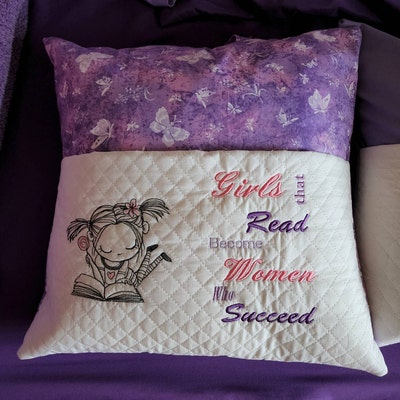 Girl Reading a Book Machine Embroidery Design. Multiple Sizes, Perfect ...