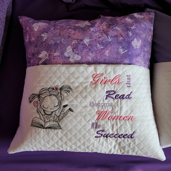 Girl Reading a Book Machine Embroidery Design. Multiple Sizes, Perfect ...