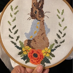 Beatrix Potter Birth Sampler Cross Stitch Pattern Peter Rabbit Wreath ...