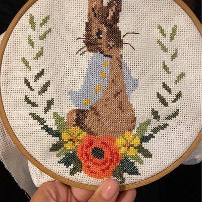 Beatrix Potter Birth Sampler Cross Stitch Pattern Peter Rabbit Wreath ...