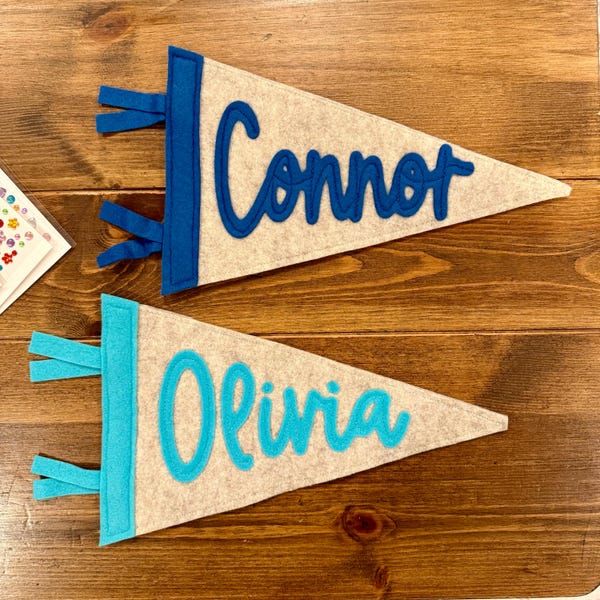 Embroidered Baby Custom Name Pennant | Personalized Baby Nursery Decor ...