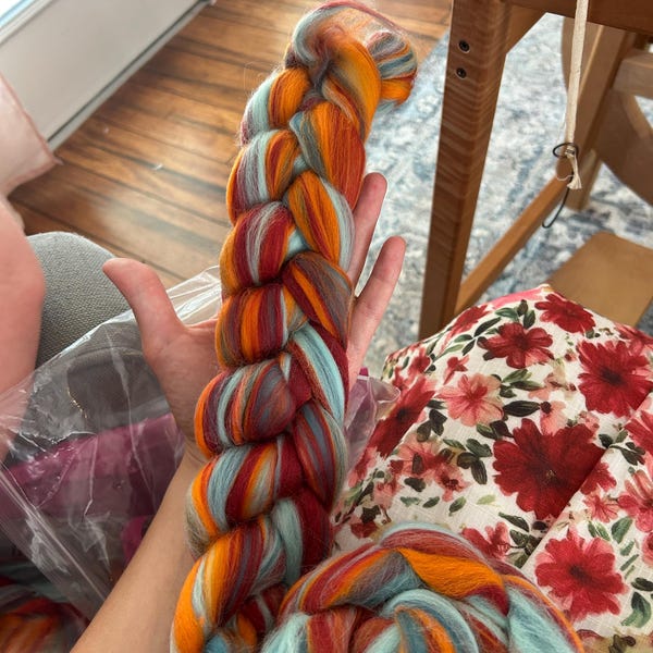 Rhubarb Crumble Polwarth Wool Viscose Tweed Blend Dyed Combed Top Fiber ...