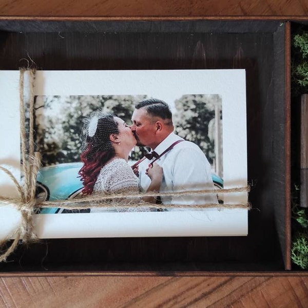 13x18cm (5x7) Dark Rustic Wooden Photo Box. Couple Memory Box With USB ...