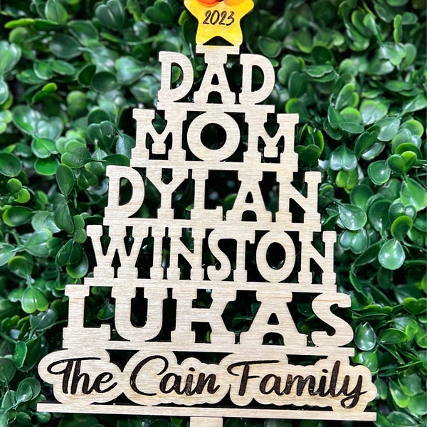 Name Ornament Tree Shape SVG Laser Ready Cut File, Glowforge and ...