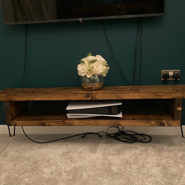 Handmade Rustic Pine TV Stand With Hairpin Legs - Etsy UK