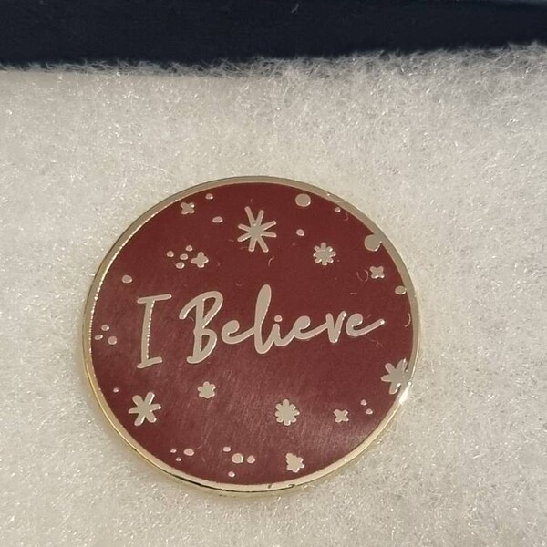 Red I Believe Christmas Enamel Lapel Pin Badge - Deep Red - Etsy