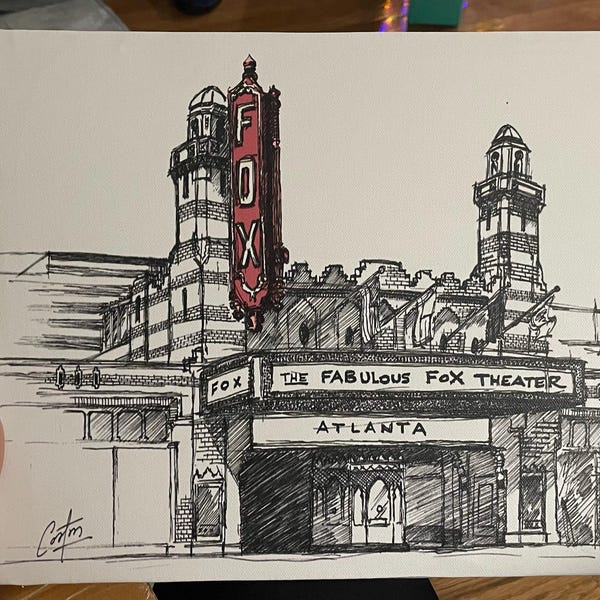 Georgia Tech, Tech Tower. Plein Air, Pen & Ink Sketch, Printed on ...