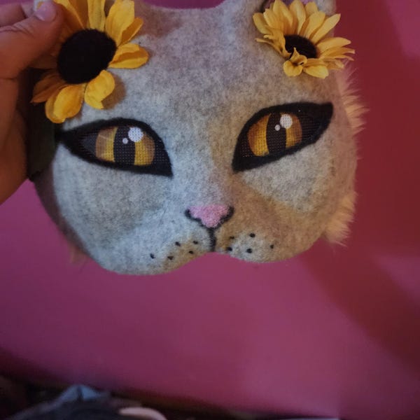 Therian Mask Cat Mask Green Cat Mask Felted Custom Eye Color ...