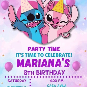 Stitch Birthday Invitation Template Editable Stitch Girls Birthday ...