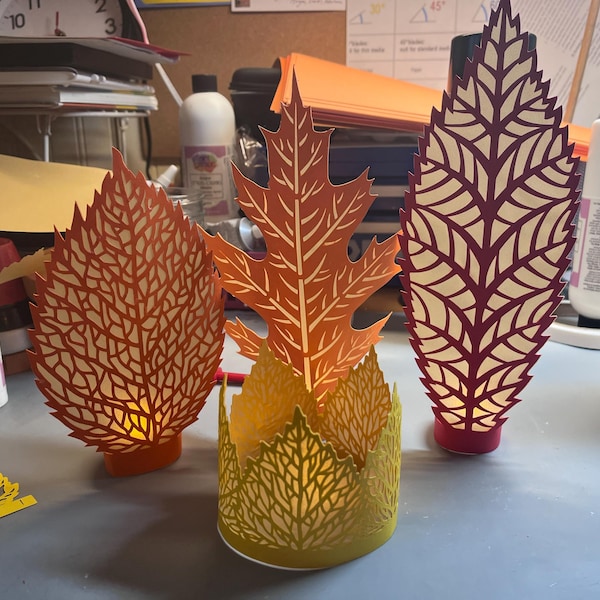 Fall Leaves Svg Lantern Template, Autumn 3d Papercut, Paper Lantern Svg ...