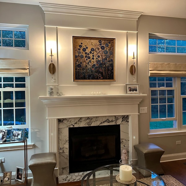 Gustav Klimt Floral Study in Print in Blues and Golds on Museum-grade ...