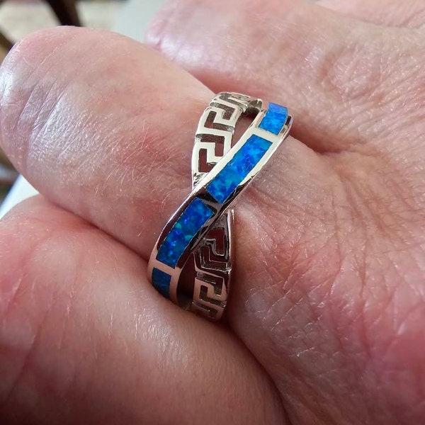 Greek Key Opal Silver Ring, Opal Ring, Greek Ring, Greek Jewelry, Greek ...