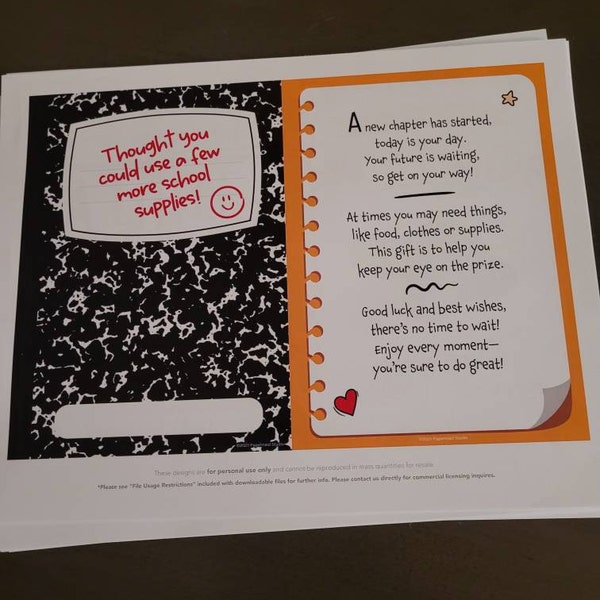 College Student Gift Card Book Printable Bundle College Survival Kit ...