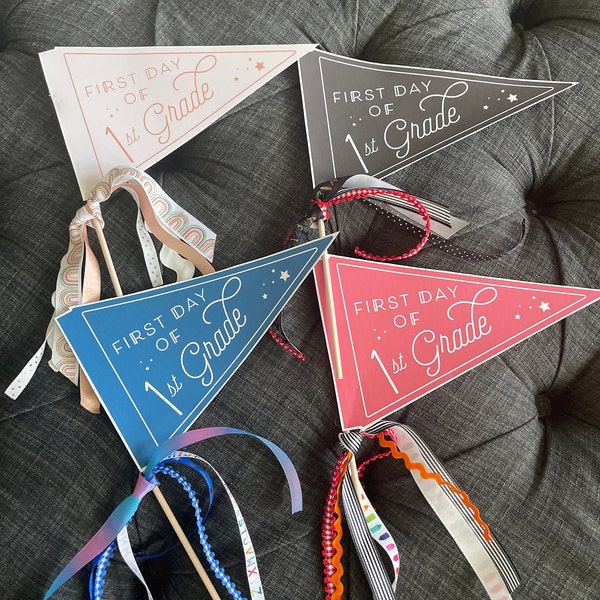 First Day of 1st Grade Pennant Flag Printable School Grade Instant ...