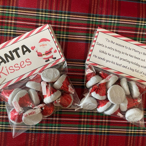 Santa Kisses Treat Bag Christmas Toppers, Printable Christmas Toppers ...