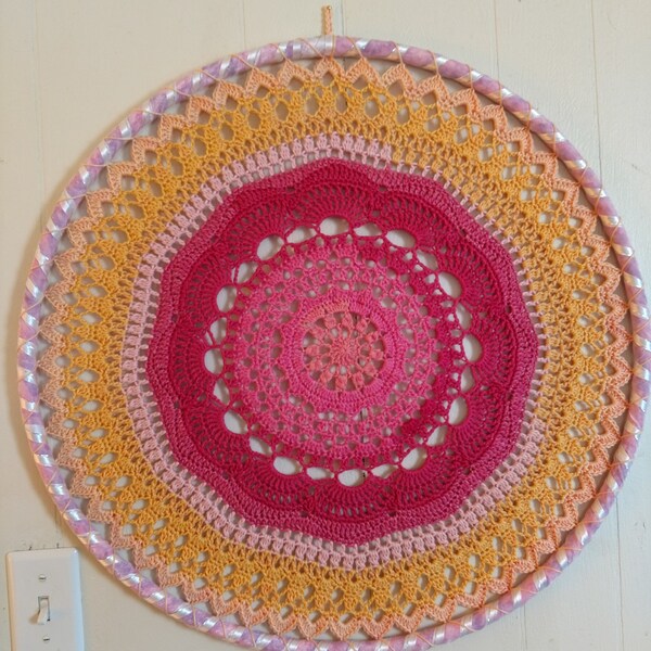 PDF Crochet Pattern, Cockle Shell Hanging Mandala, Dreamcatcher 68cm ...
