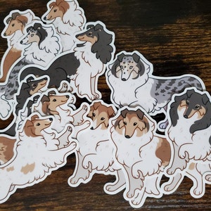 Rough Collie Vinyl Stickers (pack of 3) - Cute Waterproof Dog Sticker ...