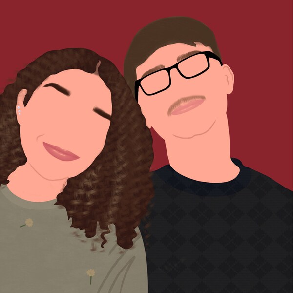 Faceless Sisters Portrait From Photo, Custom Best Friends Drawing ...