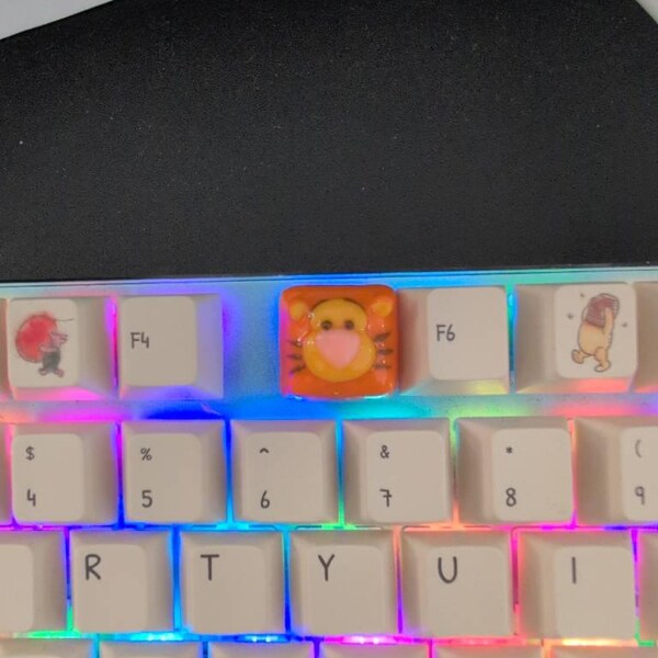 Artisan Resin Kawaii Strawberry Bunny Keycap, Cute ESC Key for ...