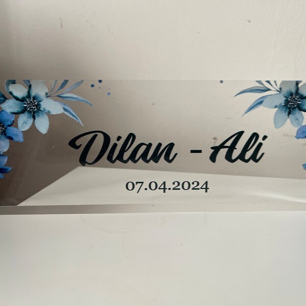 Green Leaf Desk Name Plate, Green Leaves on Clear Acrylic, Personalized ...