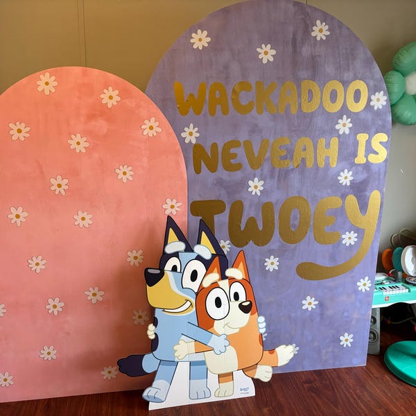 Twoey Theme Birthday Decal - Wachadoo Backdrop - Twoey Birthday - Bluey ...