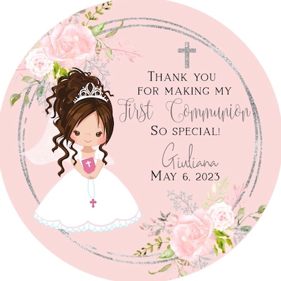First Communion Water Bottle Label, Girl Communion Label Editable ...